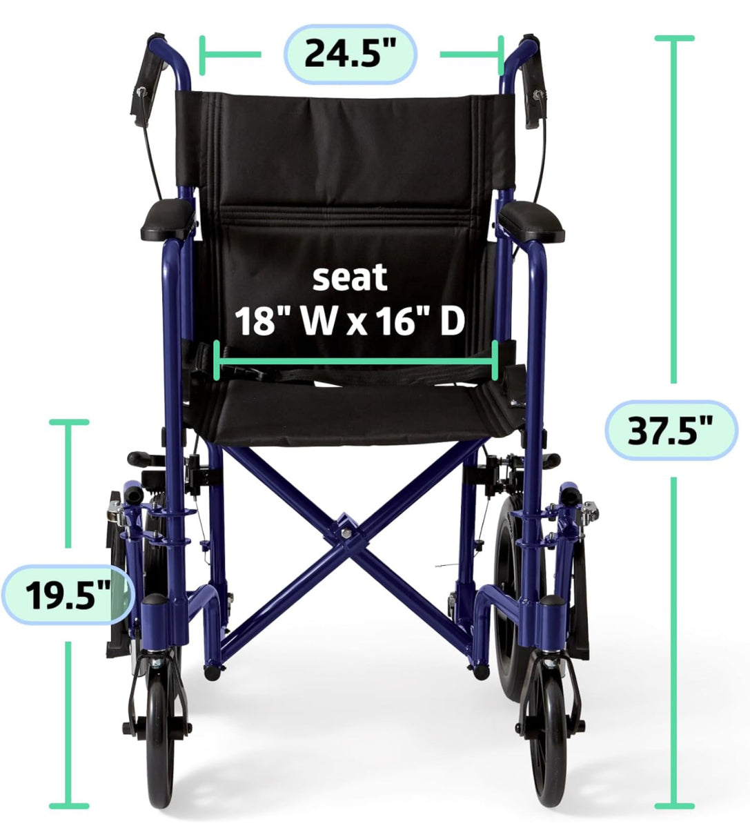 Open Box, Lightweight Foldable Transport Wheelchair with Handbrakes and ...