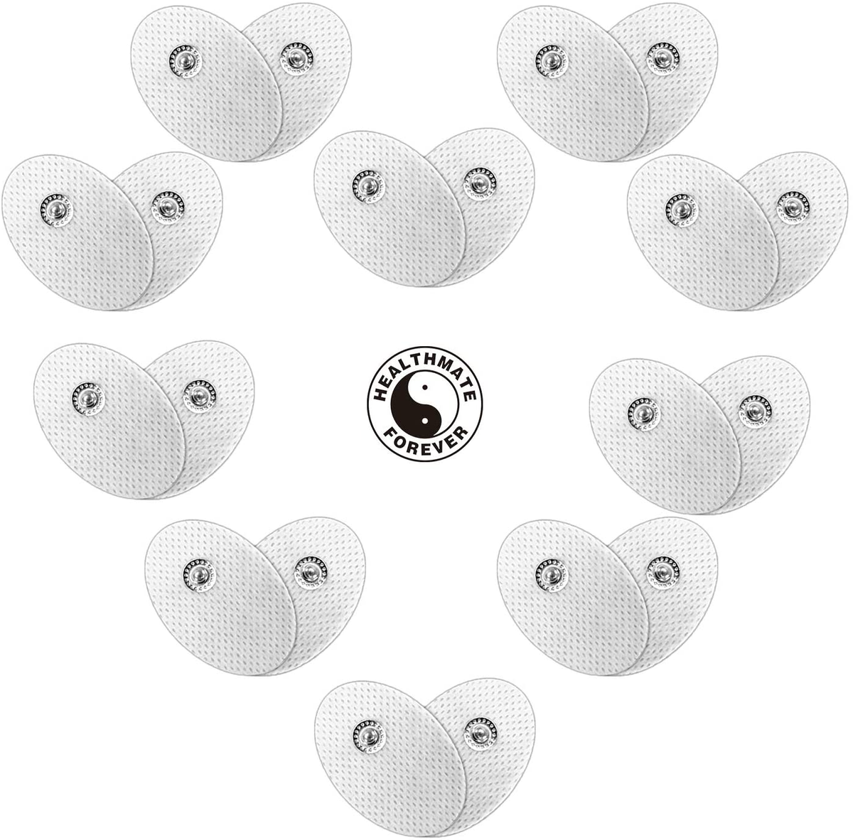 10 Pairs (20 Pcs) White Pair of Snap-On Small Oval-Shaped Electrode ...